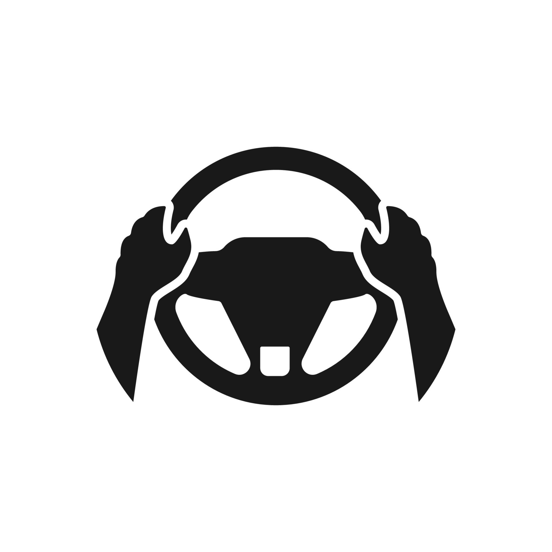 Steering wheel icon. Hands on steering wheel. Driver. Driving car. Test ...