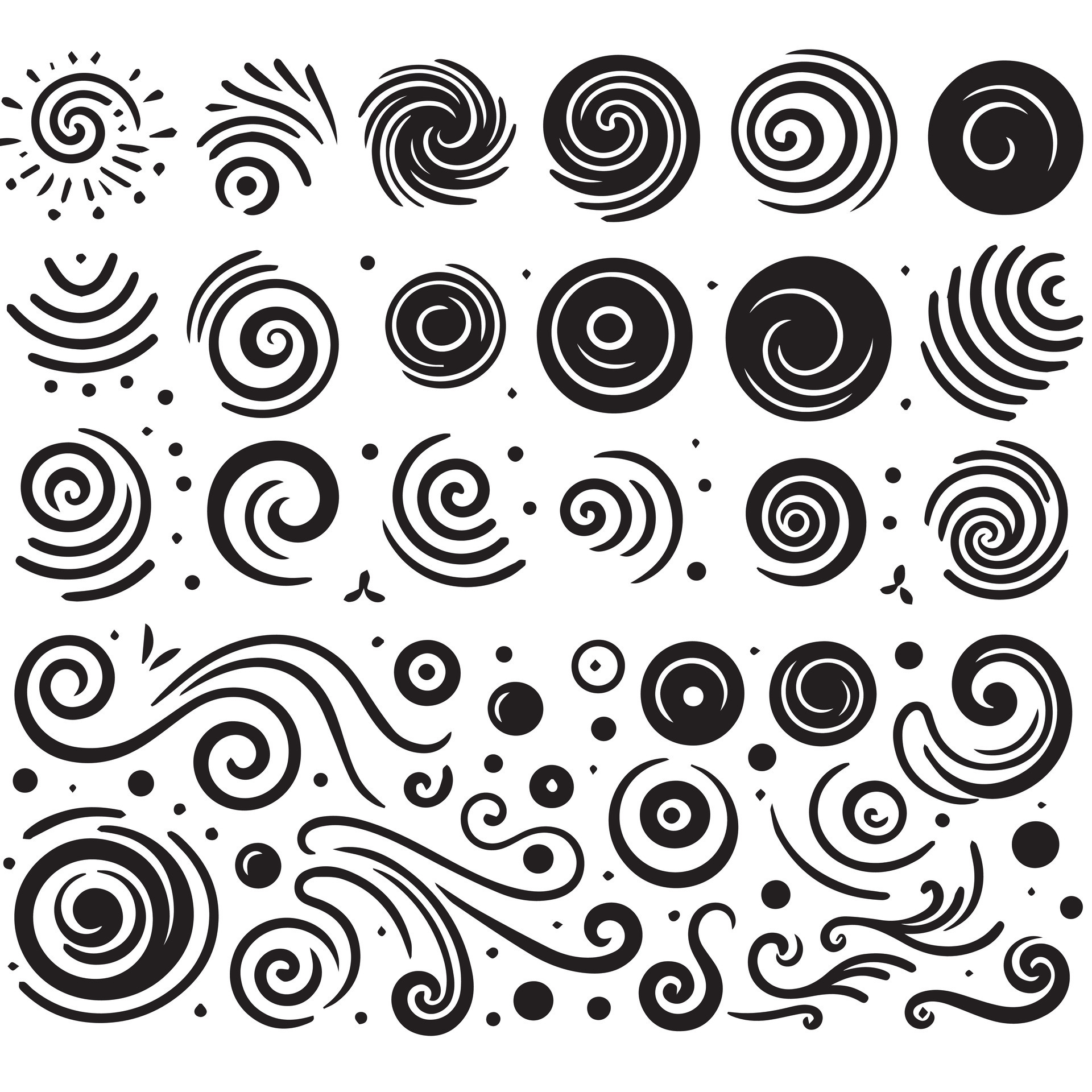 Hand-Drawn Swirls on Clean White Background, Variety of Shapes and Sizes 46794043 Vector Art at ...