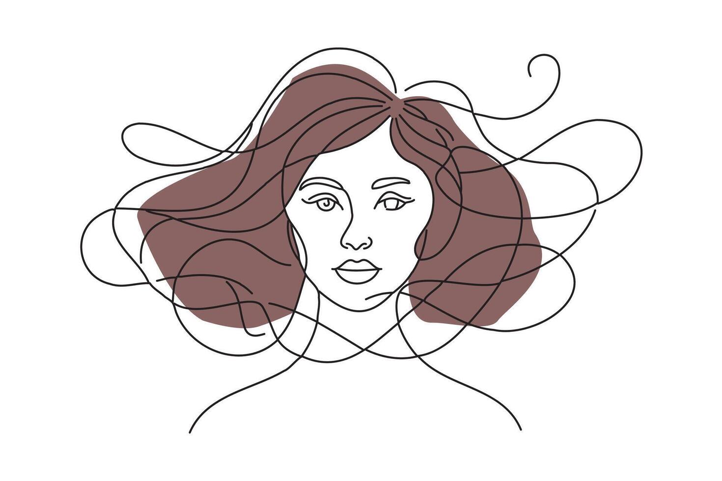 Abstract Girl Face Face Doodle Continuous Line Art Illustration