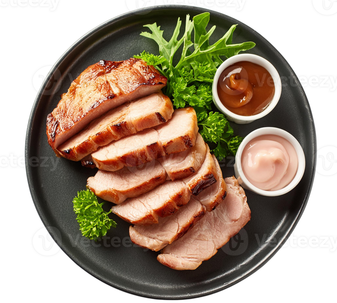 Chuletas De Cerdo A La Parrilla Con Verduras 46795638 Png