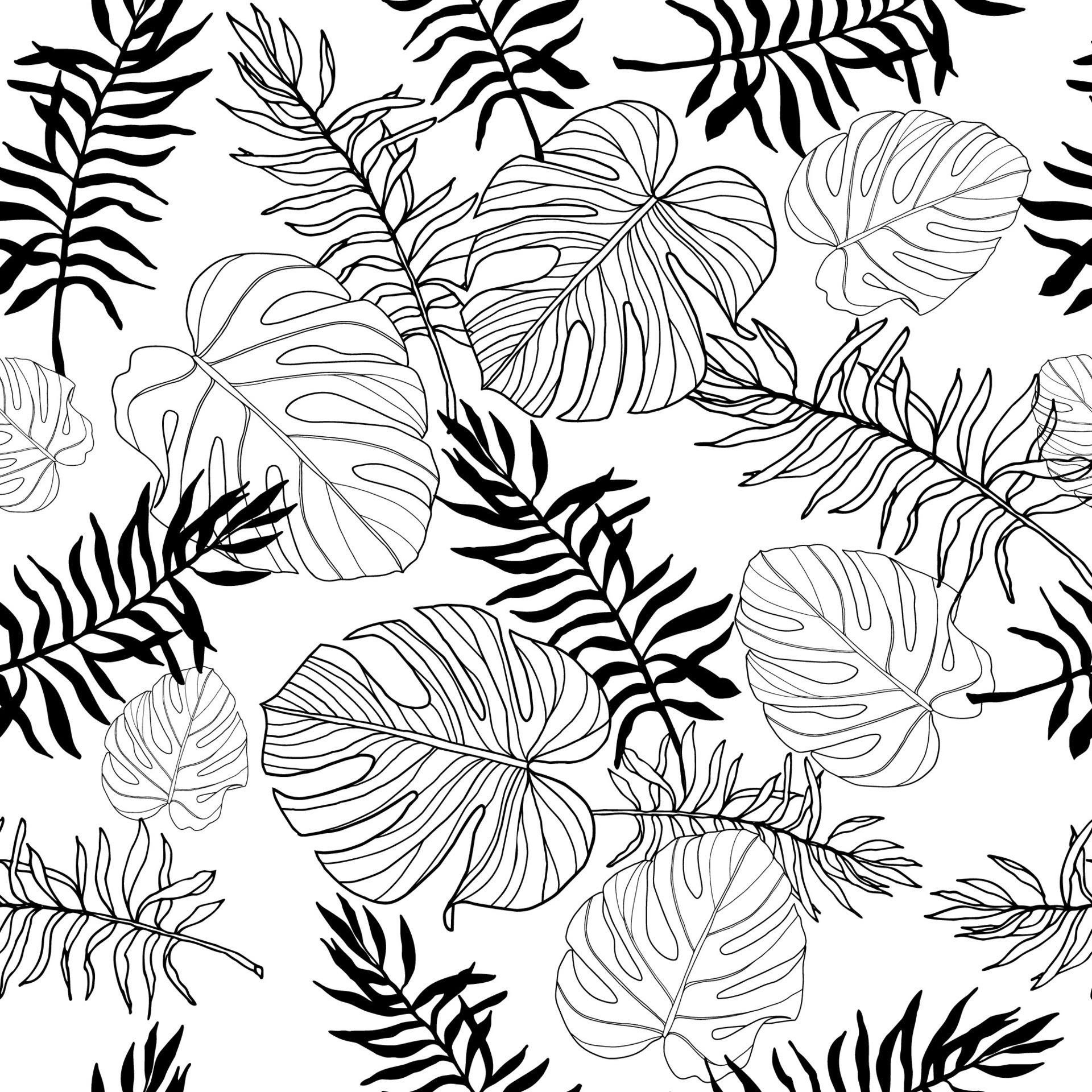 Tropical Leaves Seamless Pattern 46797203 Vector Art At Vecteezy
