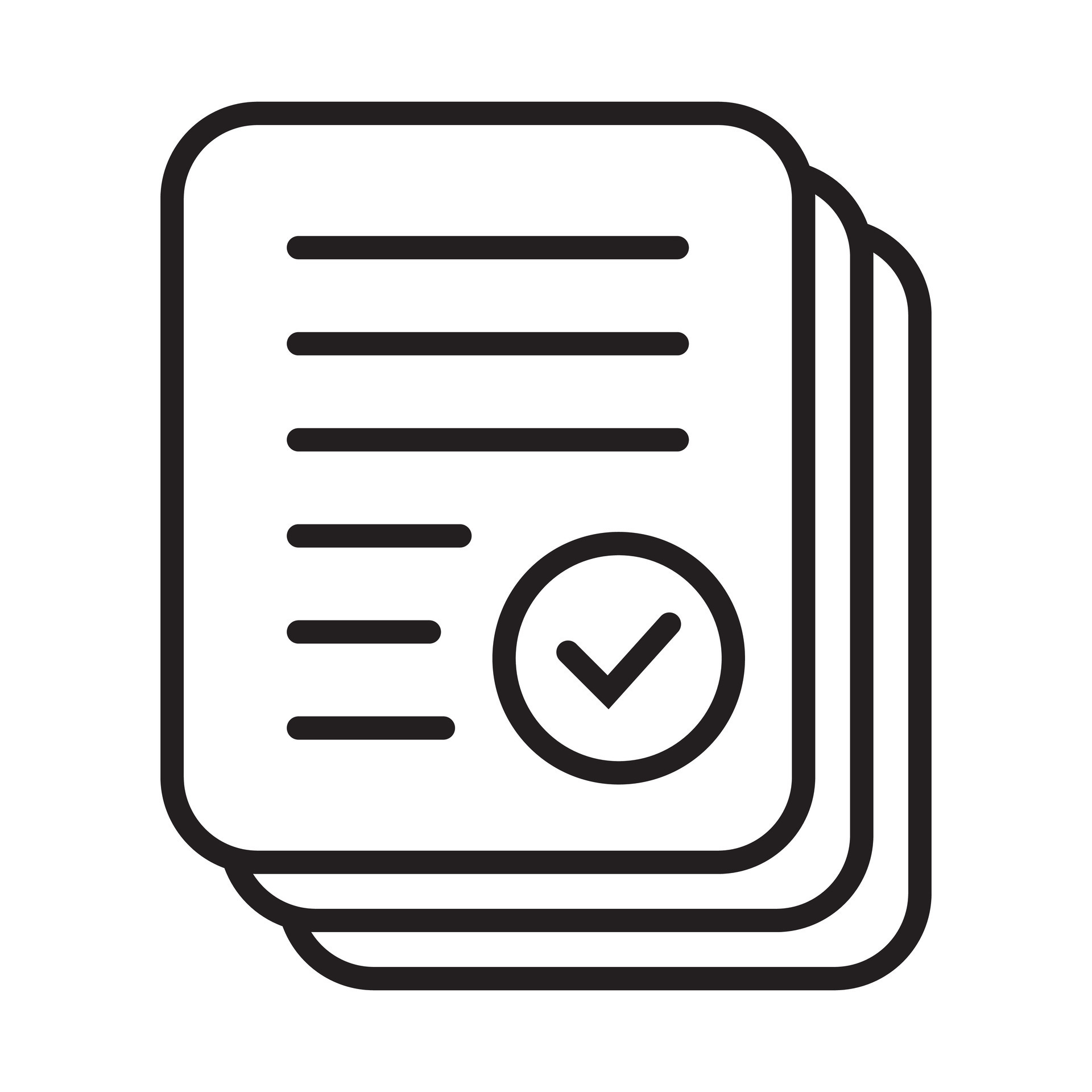 Document with Check mark icon. Compliance document icon. Approved ...