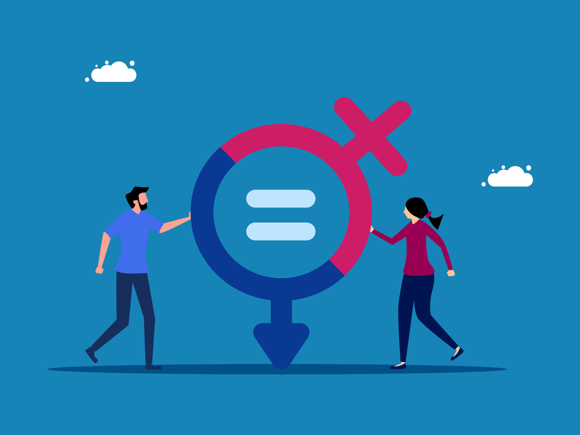 Gender Equality Businessman And Woman Holding Gender Equality Symbol 46800882 Vector Art At
