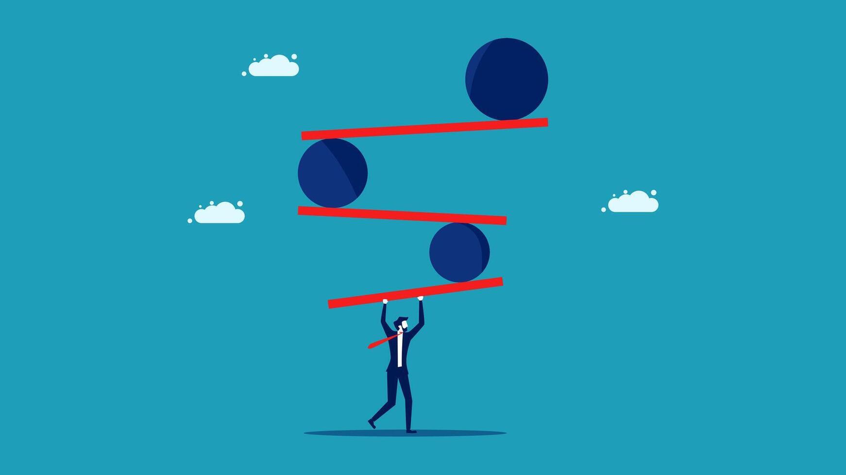 Businessman Balancing On Two Balls Business Concept Illustration