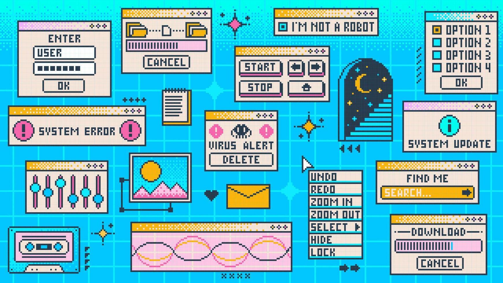 Retro computer window y2k pc desktop interface 46801042 Vector Art at ...