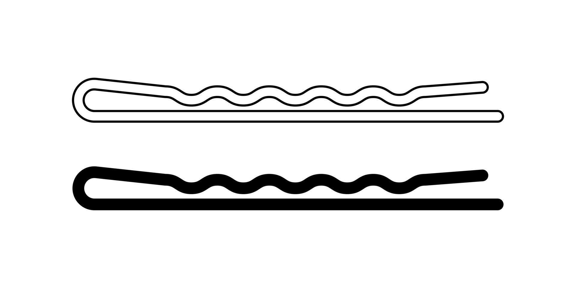 Outline Silhouette Bobby Pin Icon Set Isolated On White Background