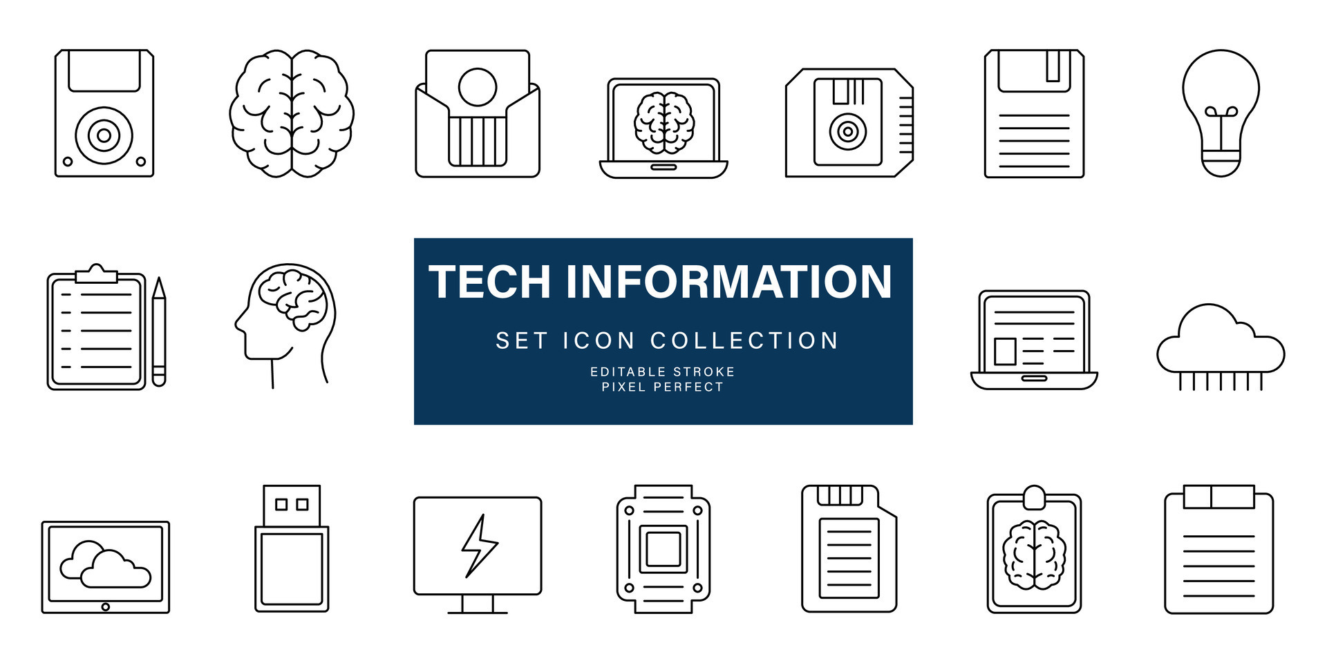 Tech Memory Storage Information icon set 46802508 Vector Art at Vecteezy