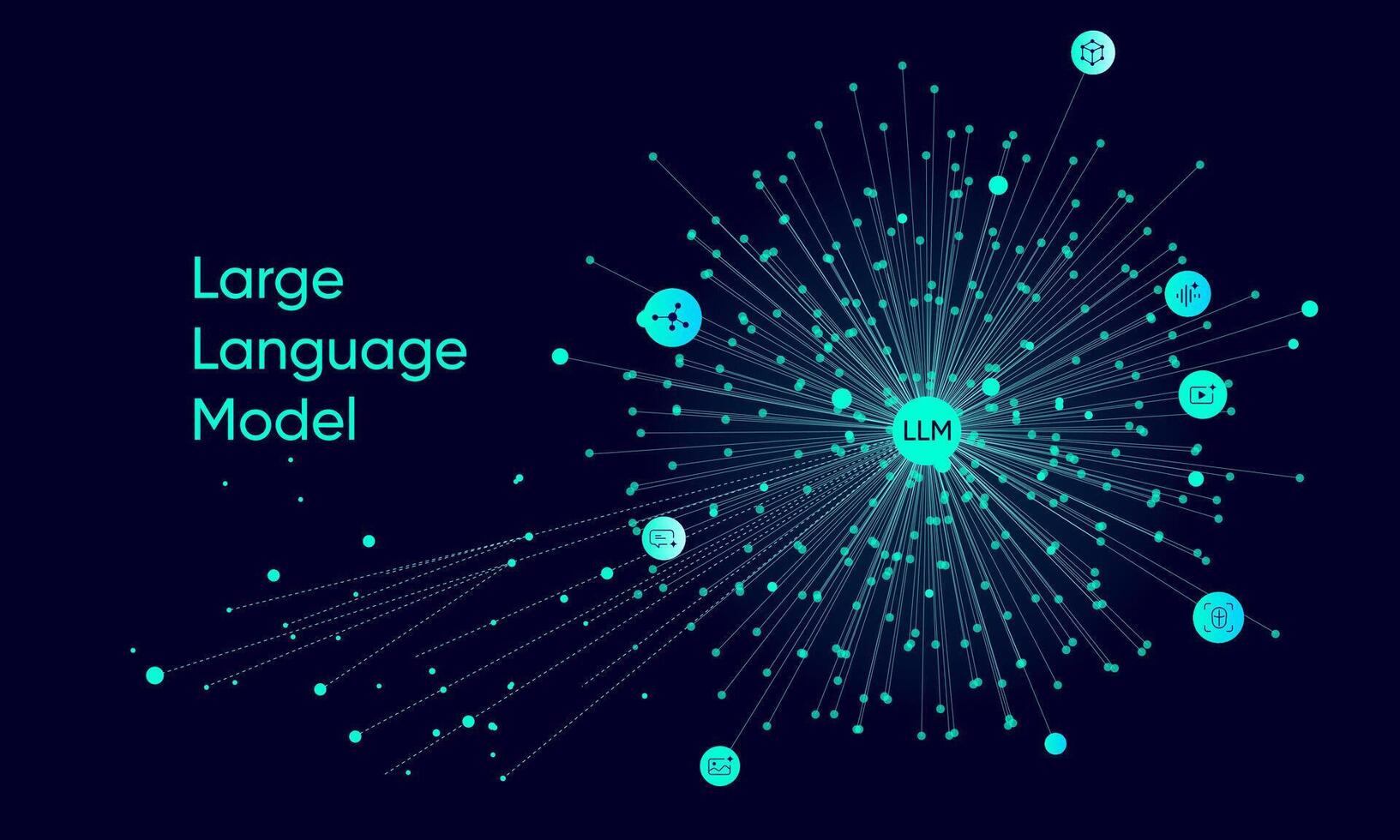 Illustration Of Abstract Stream Information With Cyan Line And Dot Big Data Technology Ai