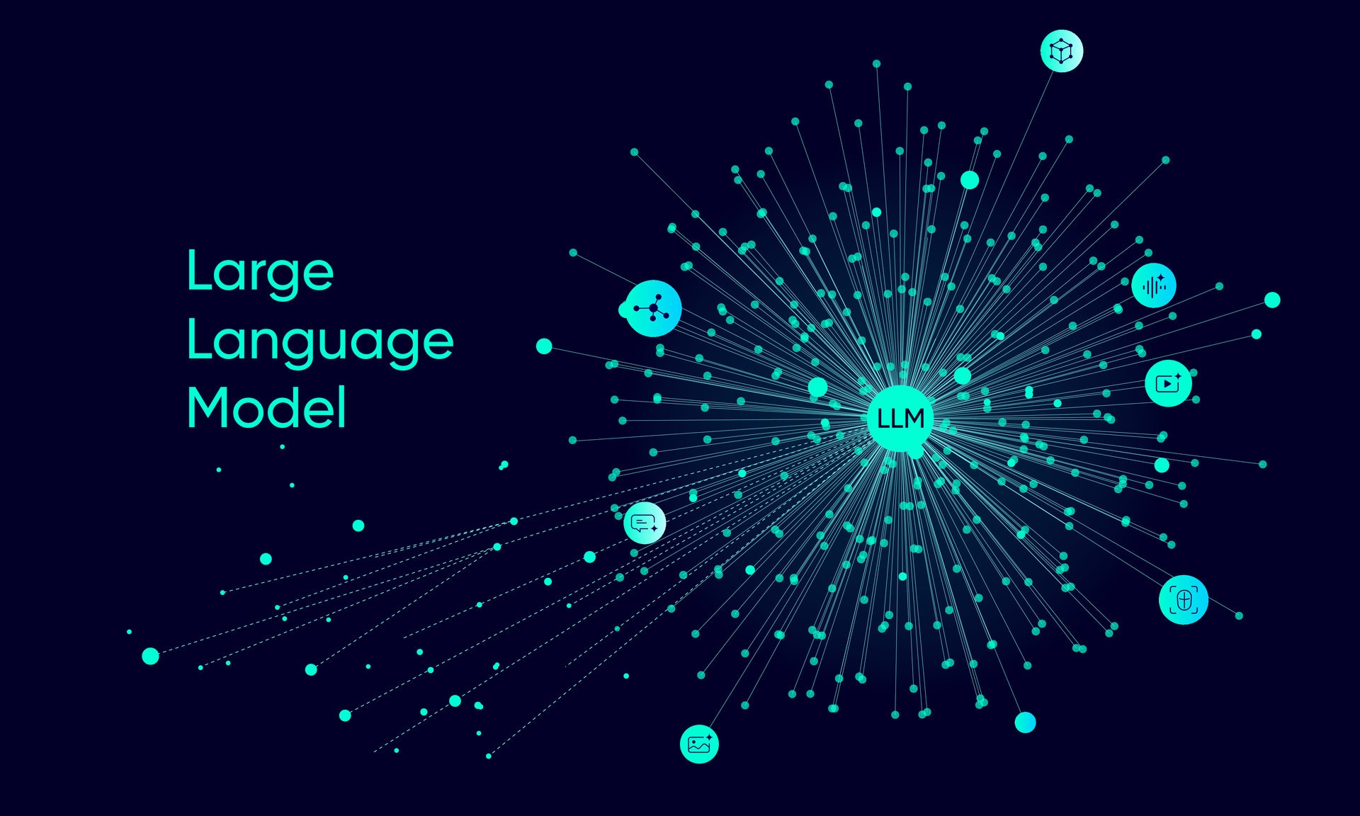 Illustration Of Abstract Stream Information With Cyan Line And Dot Big Data Technology Ai