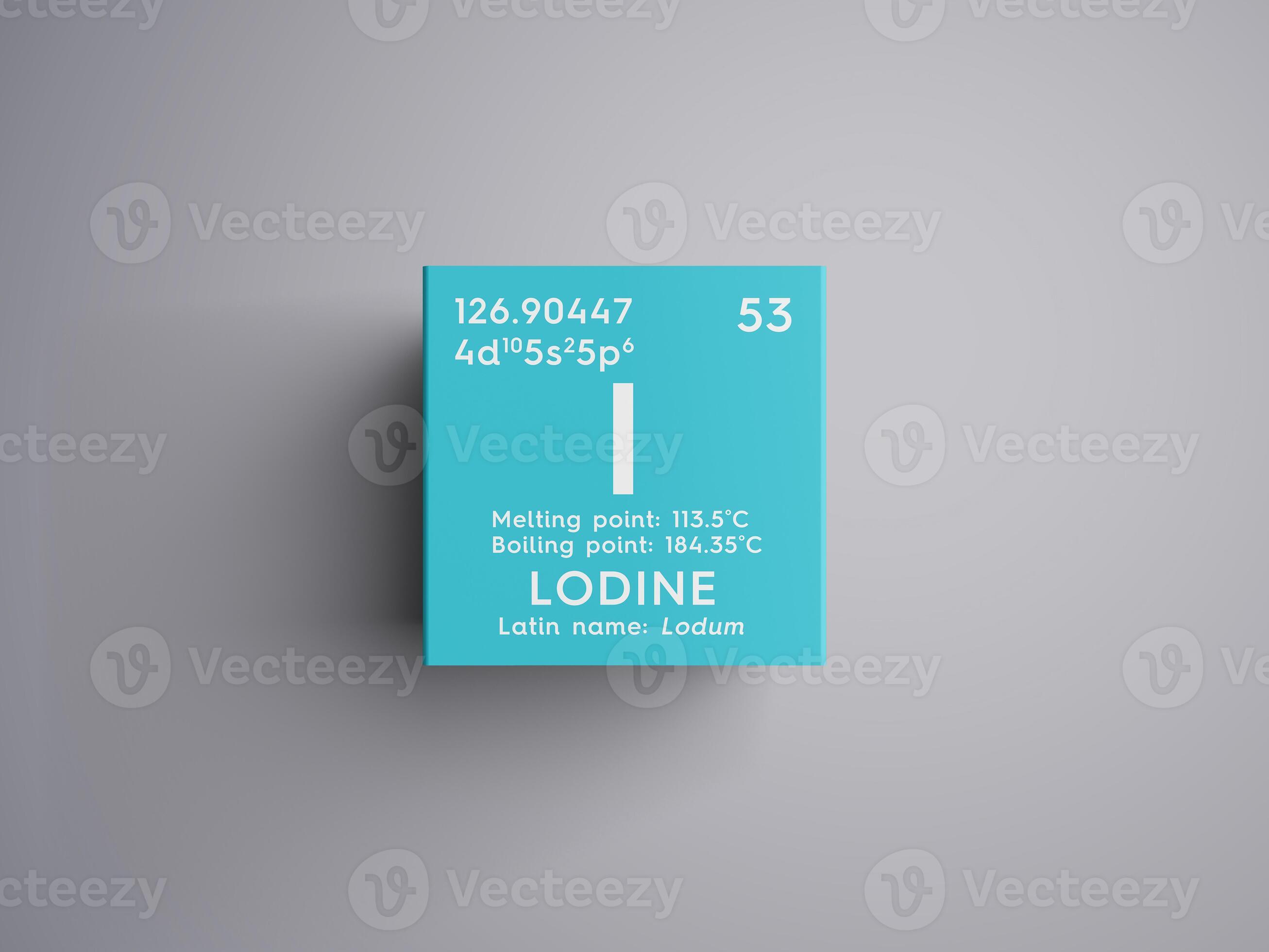 Lodine. Lodum. Halogens. Chemical Element of Mendeleev's Periodic Table. 3D illustration ...
