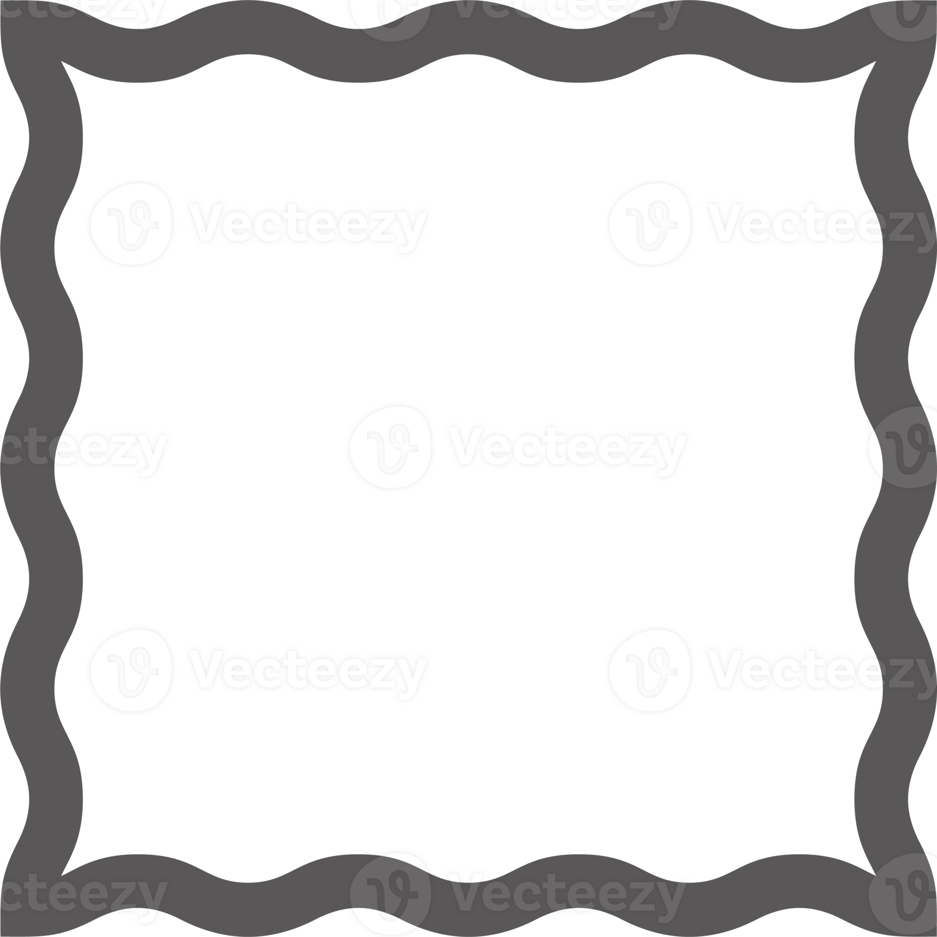 Wavy Rectangle Frame Scallop Edge Box Outline Squiggle Border Groovy Zigzag Abstract Shape