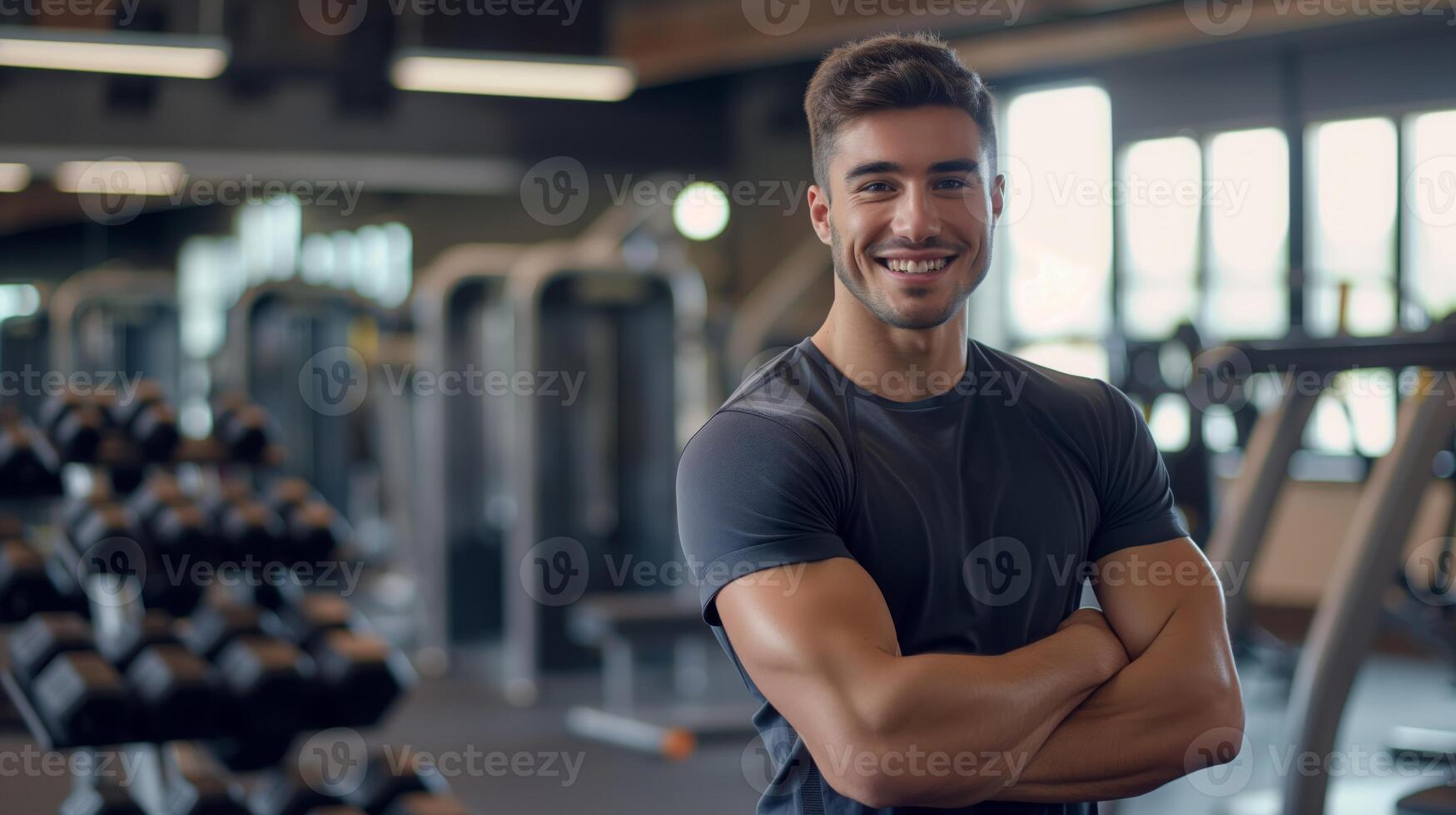 Young French Male Fitness Trainer In Modern Gym Setting For Fitness And Wellness Promotion