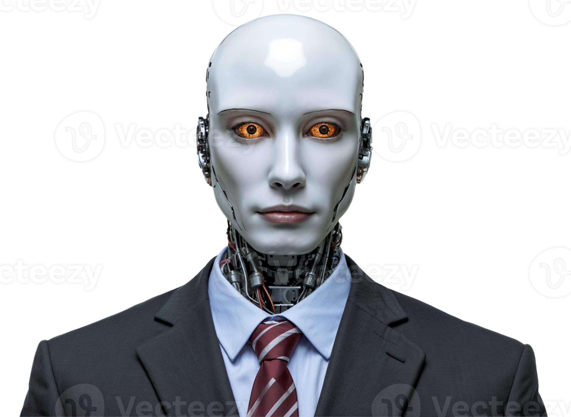 Portrait of Humanoid robot wearing suit and tie isolated on transparent background. 46839158 PNG