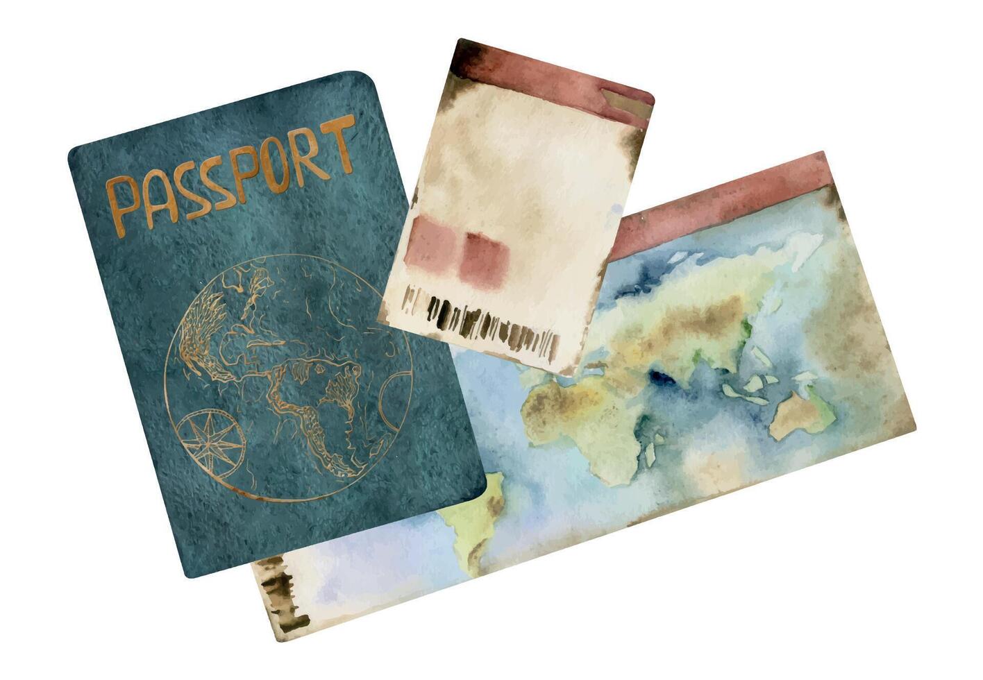 Multinational world passport id document, plane train ferry ticket ... Multinational world passport id document, plane train ferry ticket ...