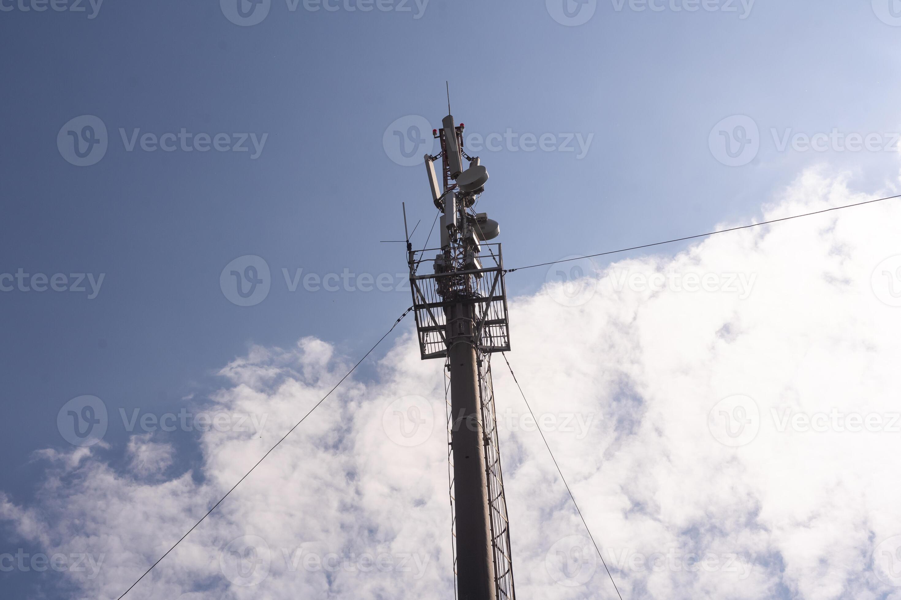 Telecommunication tower of 4G and 5G cellular. Macro Base Station. 5G radio network ...