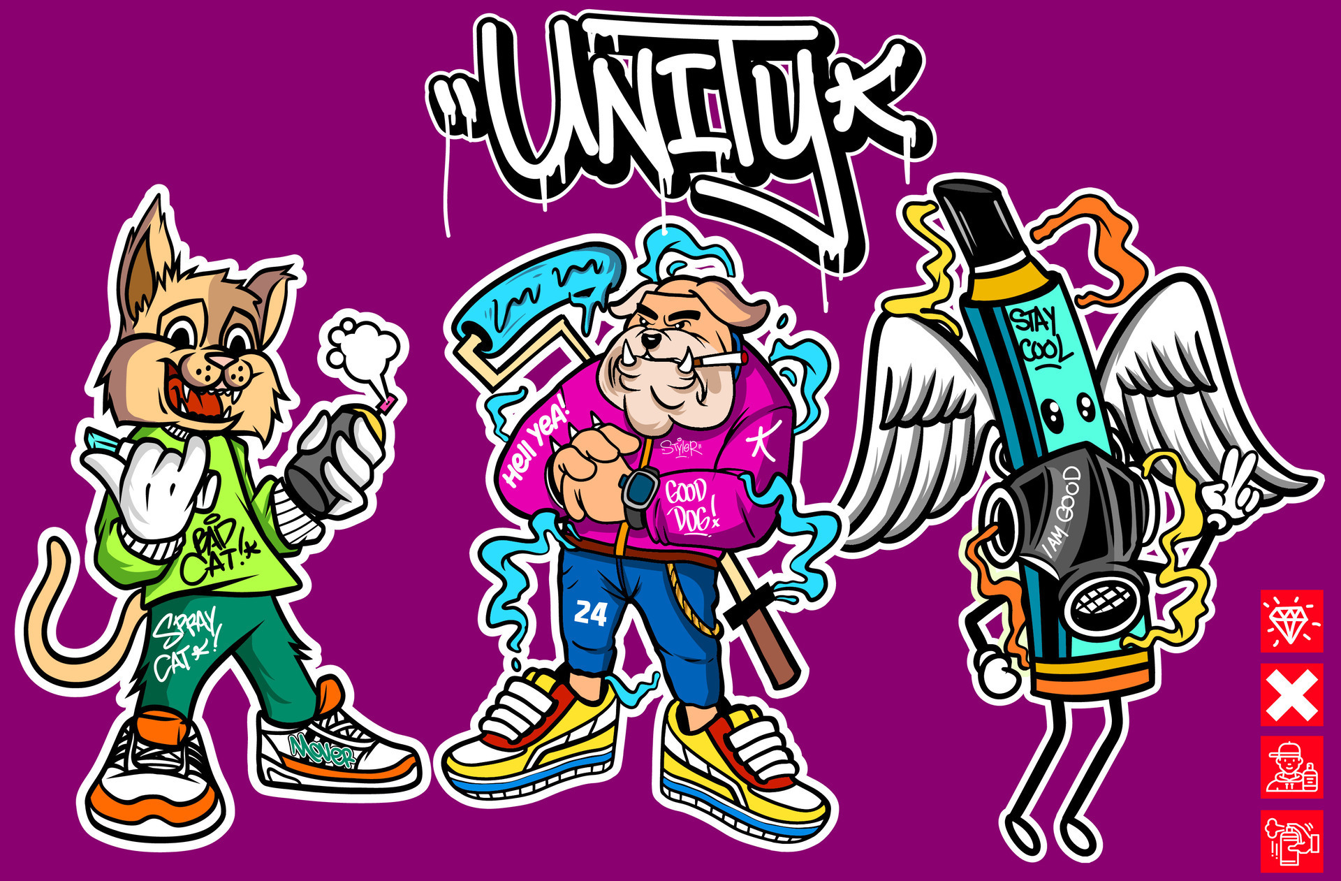Set Of Graffiti Character Illustrations Graffiti Cartoon Illustrations 46851321 Vector Art At