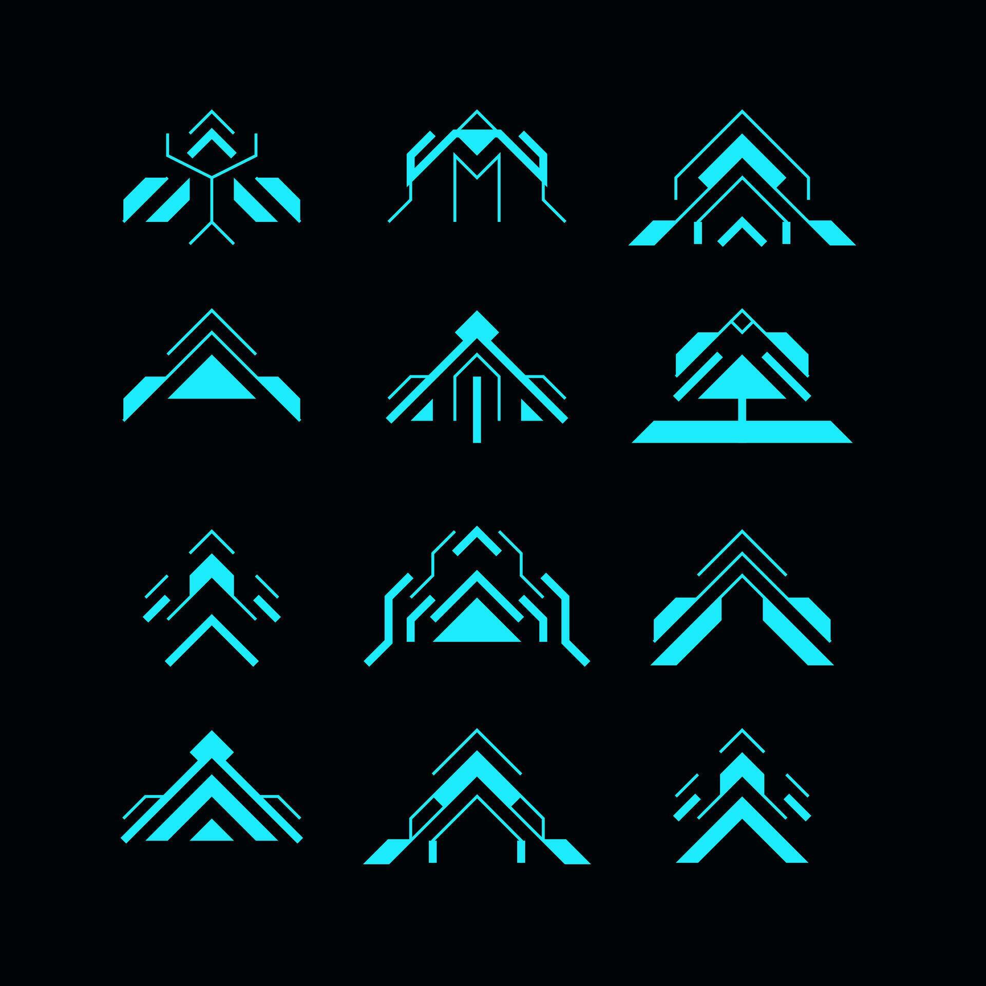 Futuristic arrow hud and navigation pointers. blue neon light arrow ...