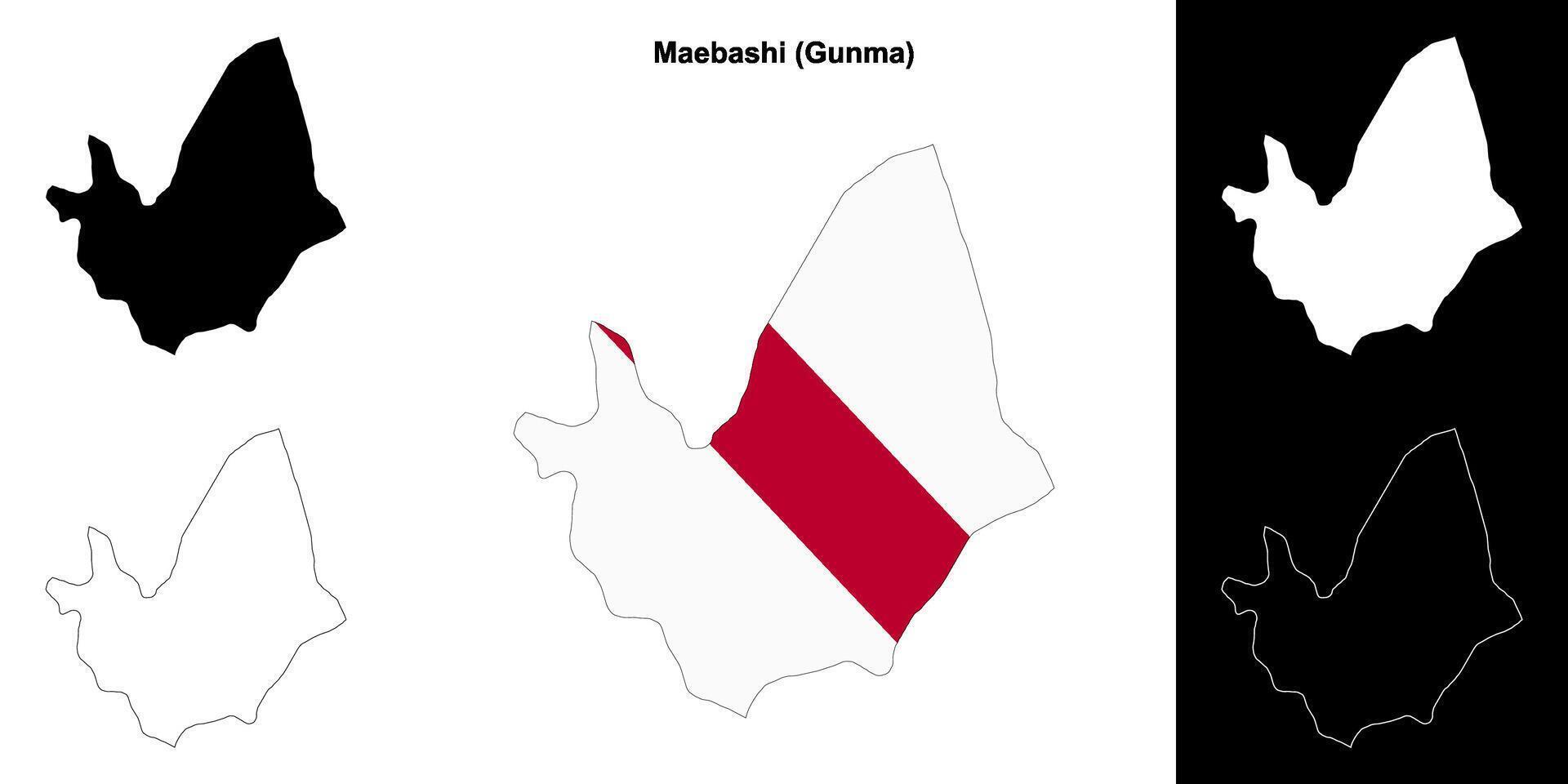 Maebashi, Gunma outline map set 46855813 Vector Art at Vecteezy