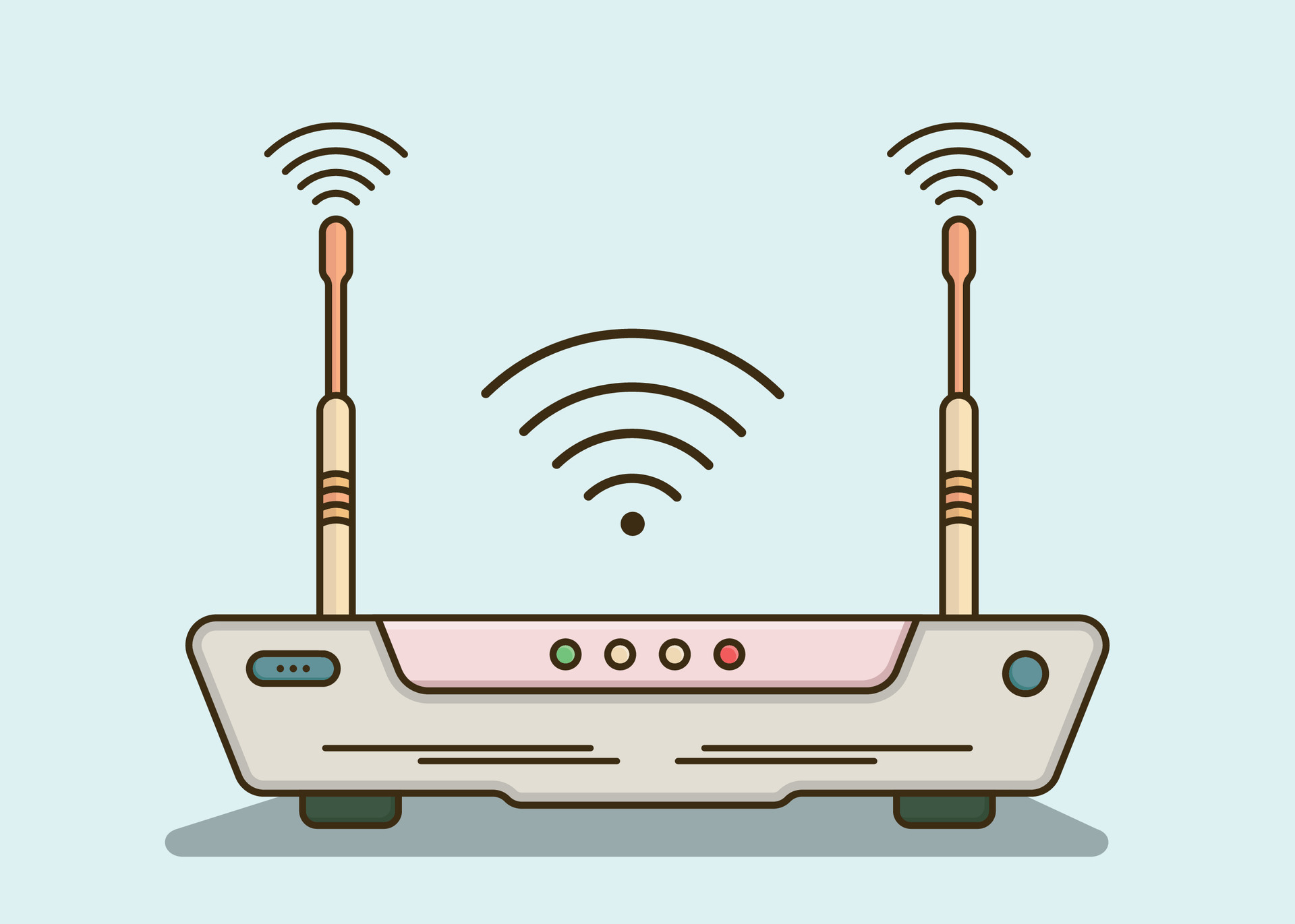 Wireless Wifi Router And Internet Access Point Flat Illustration