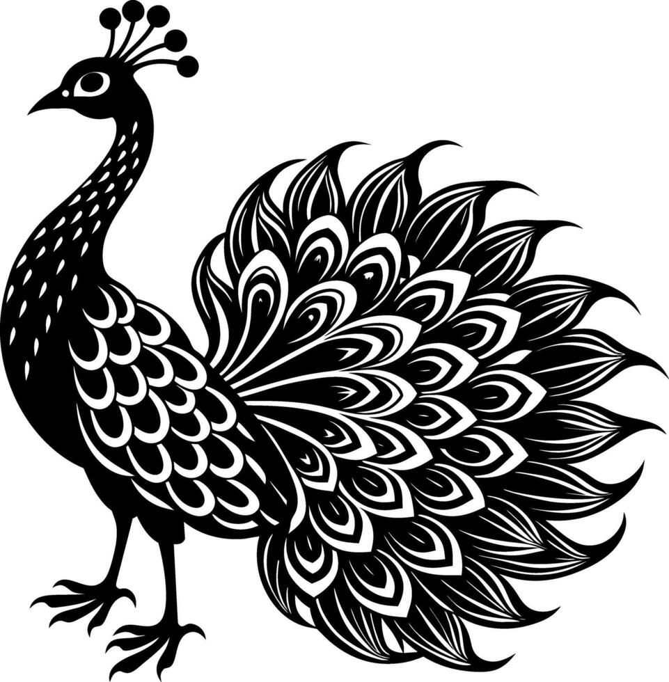 Peacock Silhouette Illustration Design On A White Background 46856909