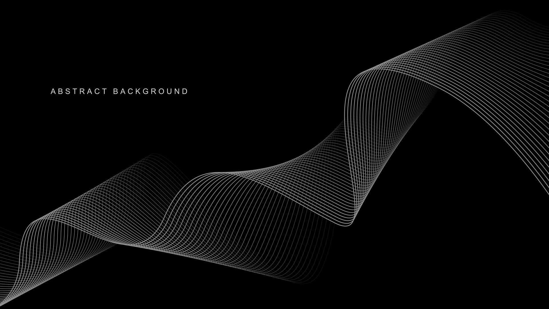 Abstract Glowing Wave Lines On Black Background Dynamic Wave Pattern Modern Flowing Wavy Lines