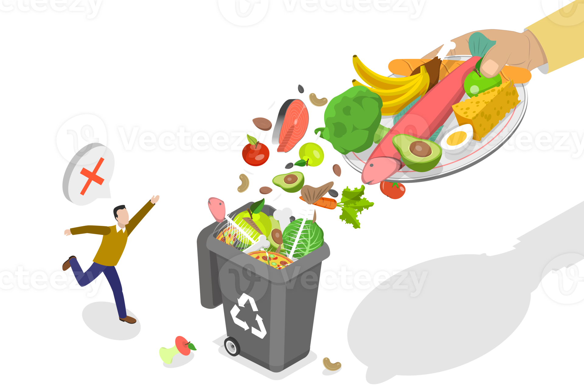 3D Isometric Flat Conceptual Illustration of Reducing Food Waste 46858335 PNG