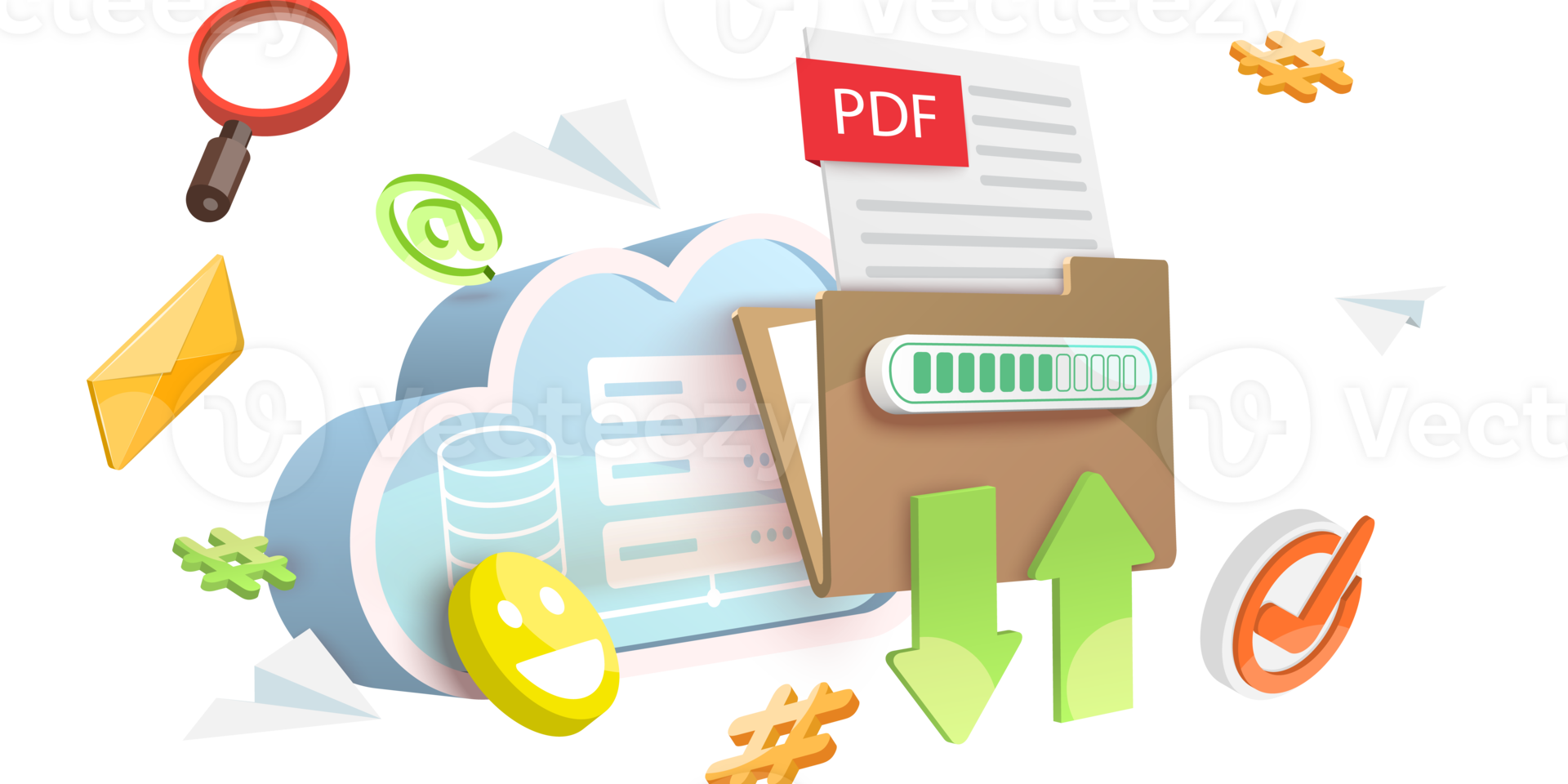 3D Conceptual Illustration of PDF File Downloading or Uploading ... 3D Conceptual Illustration of PDF File Downloading or Uploading ...