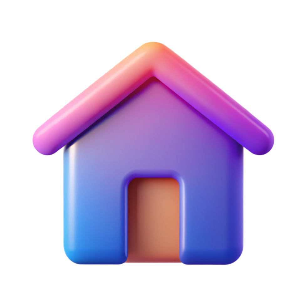 3D house icon, 3D house symbol, colorful 3D house photo 46862162 PNG