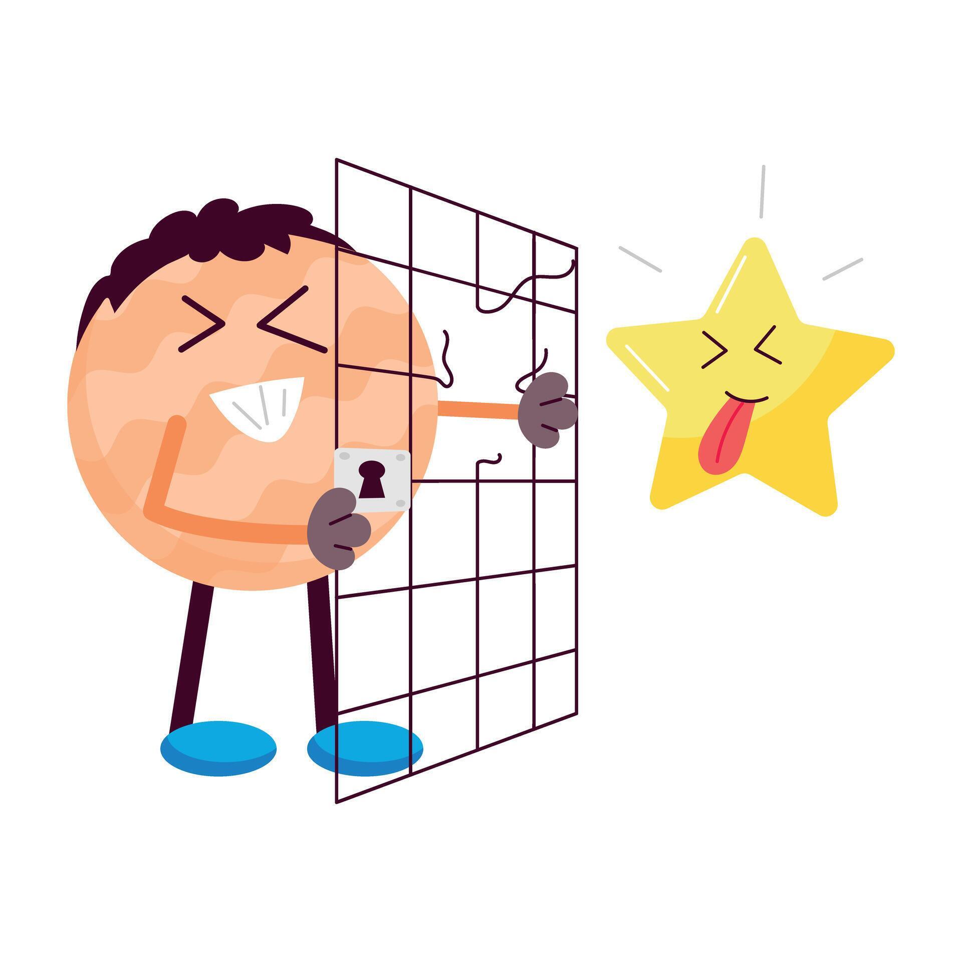 Emoji breaking boundary for success, flat sticker 46862701 Vector Art ...