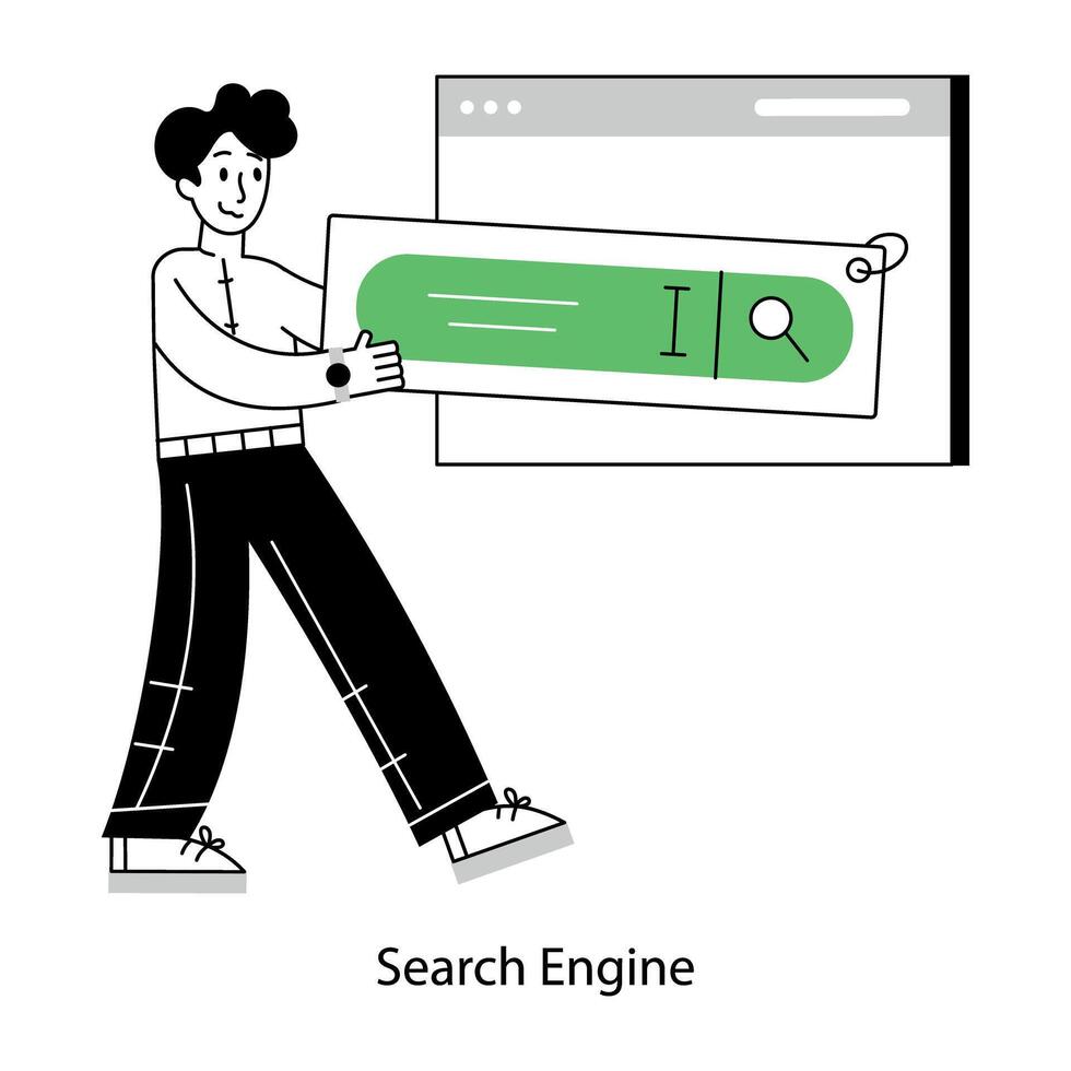 Get this linear mini illustration of search engine 46863116 Vector Art at Vecteezy