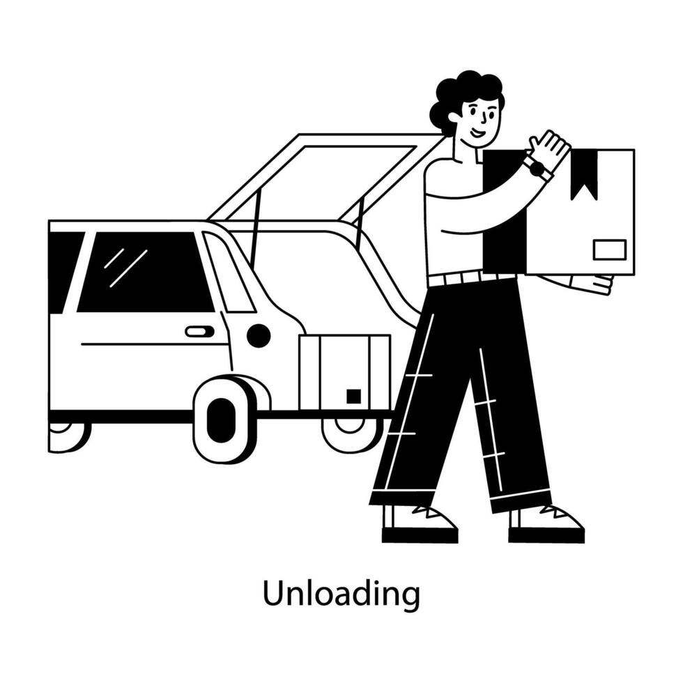 Check out linear mini illustration of unloading 46863191 Vector Art at ...