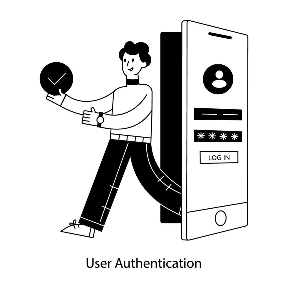 A linear mini illustration of user authentication 46863227 Vector Art ...