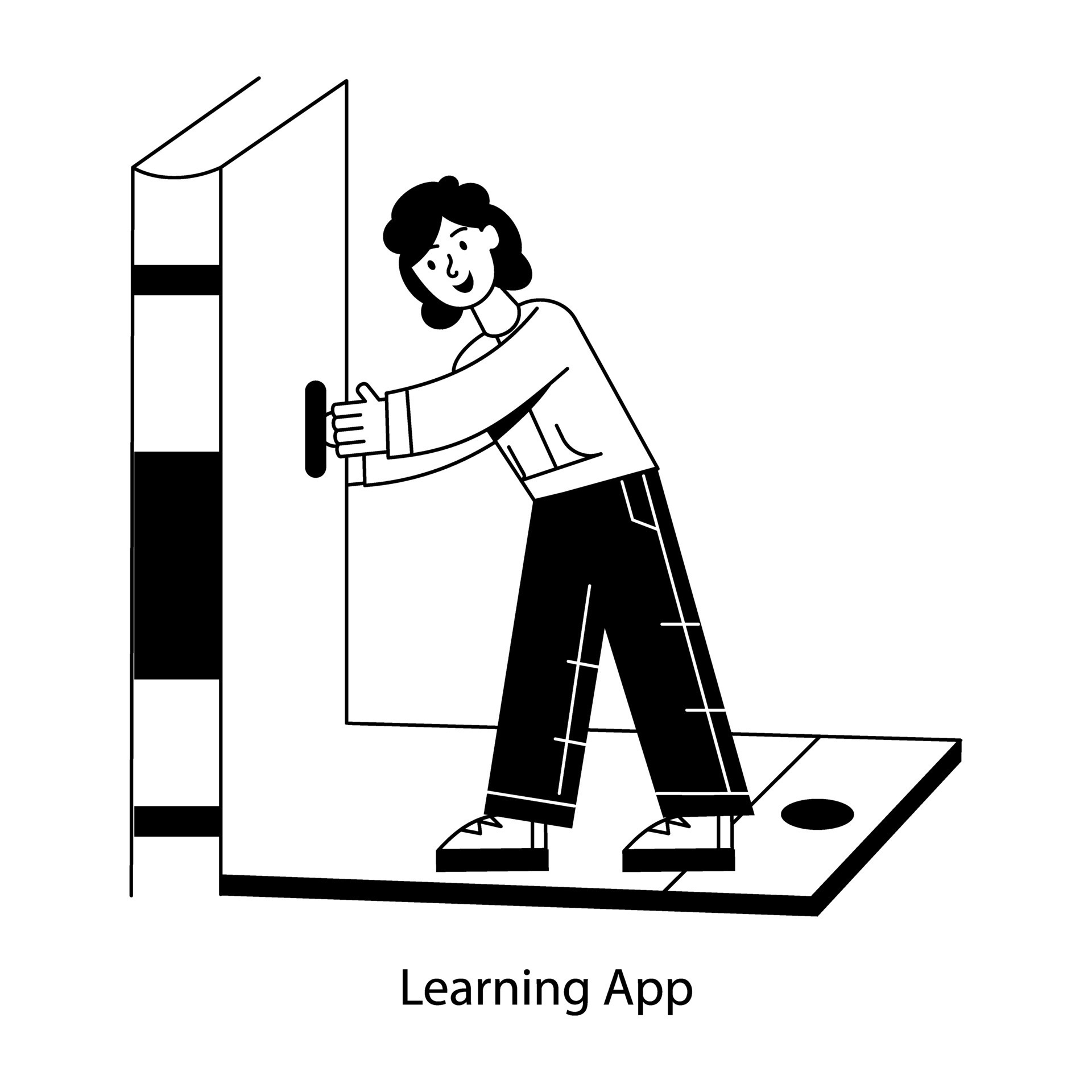 An editable linear mini illustration of learning app 46863286 Vector ...