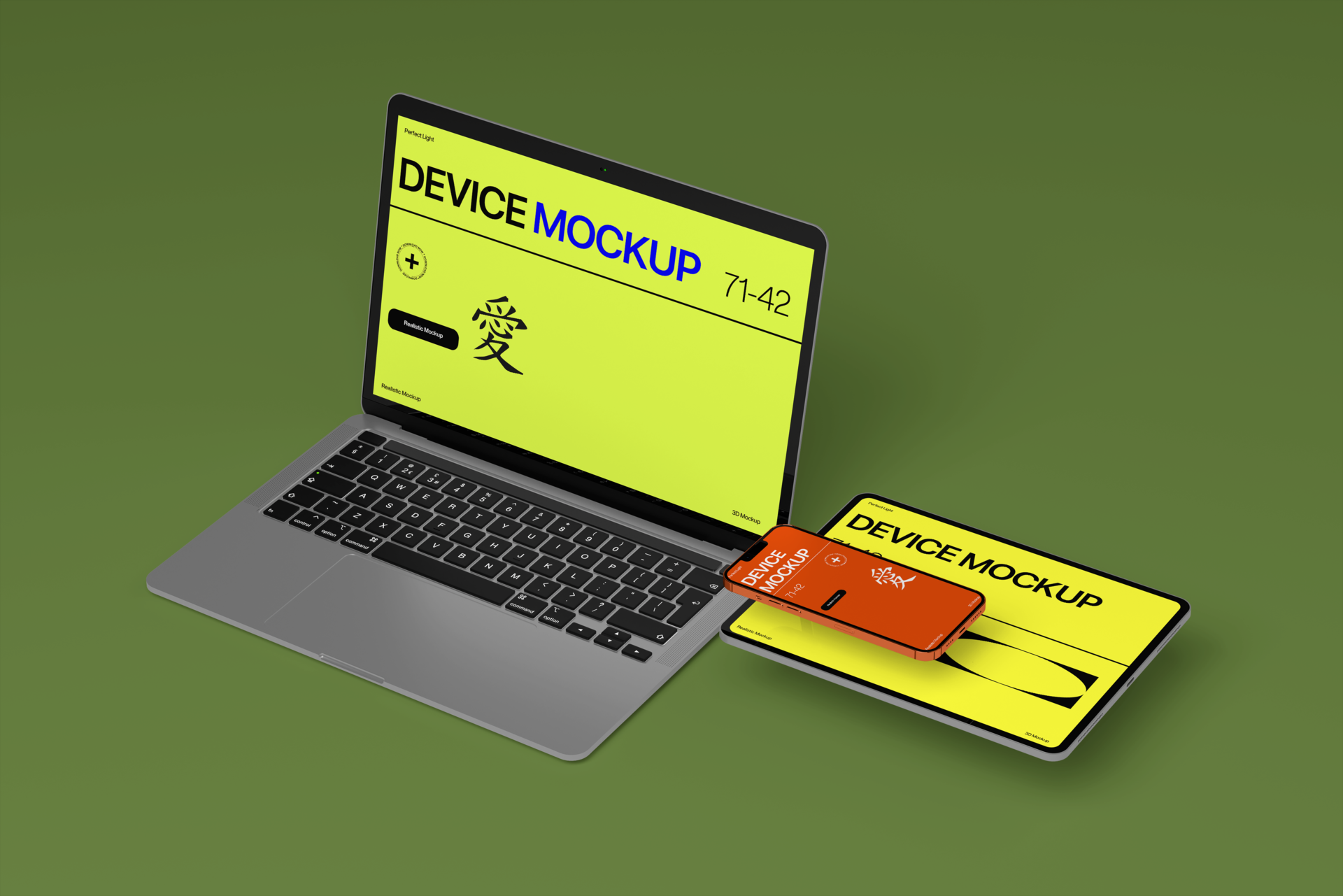 Realistic Multi Device Mockup Template For Digital Presentations