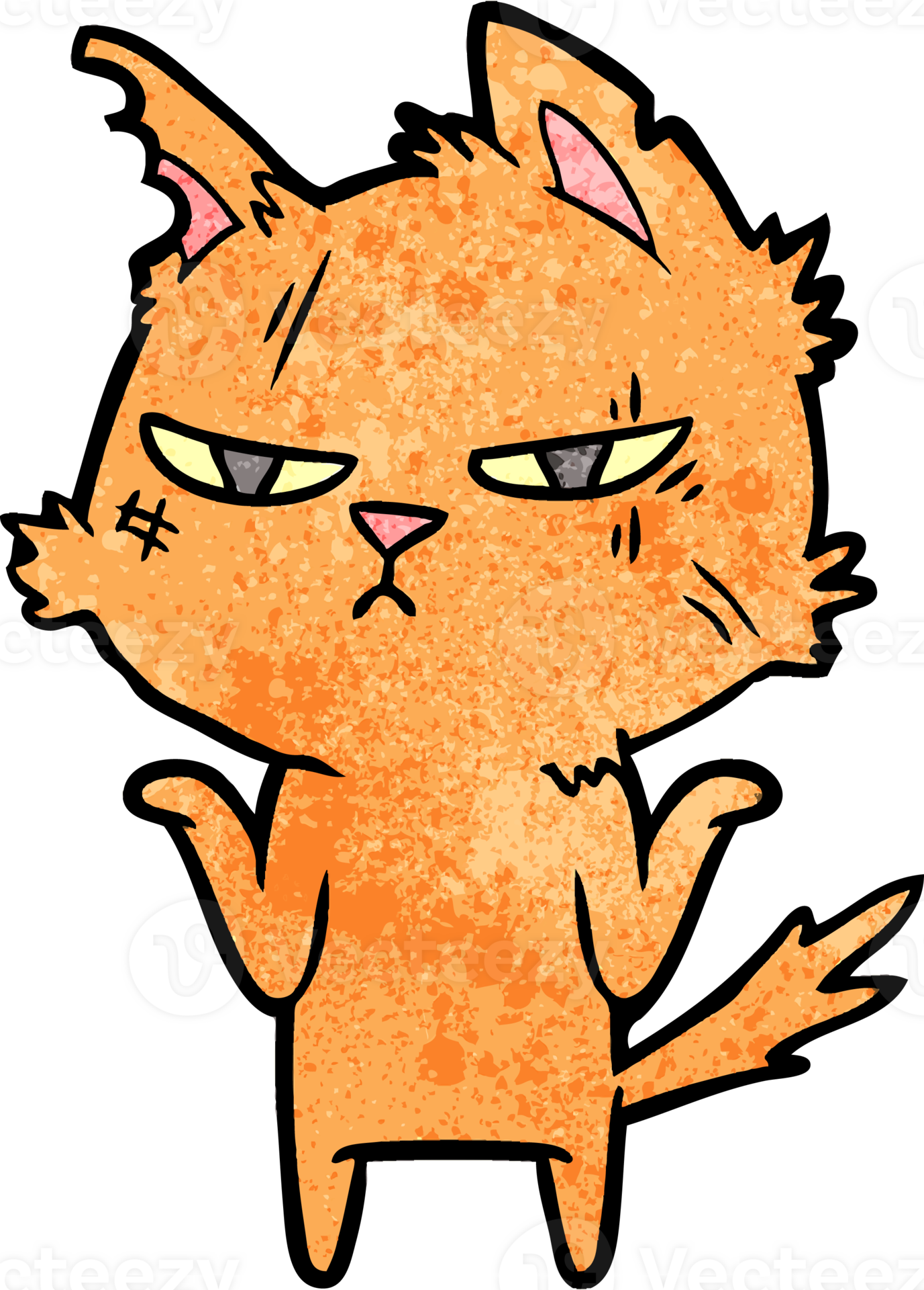 Tough Cartoon Cat Drawing 46878302 Png