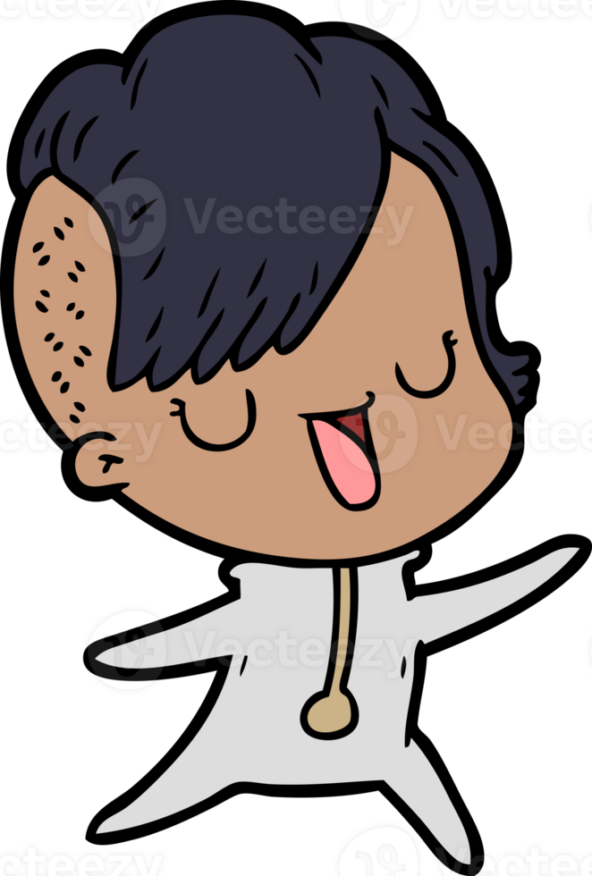 Cute Cartoon Girl With Hipster Haircut Drawing 46878411 Png
