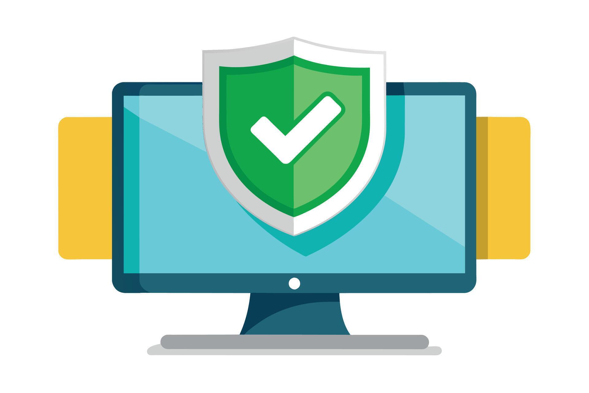 Illustration of a computer screen with a green checkmark inside a ...