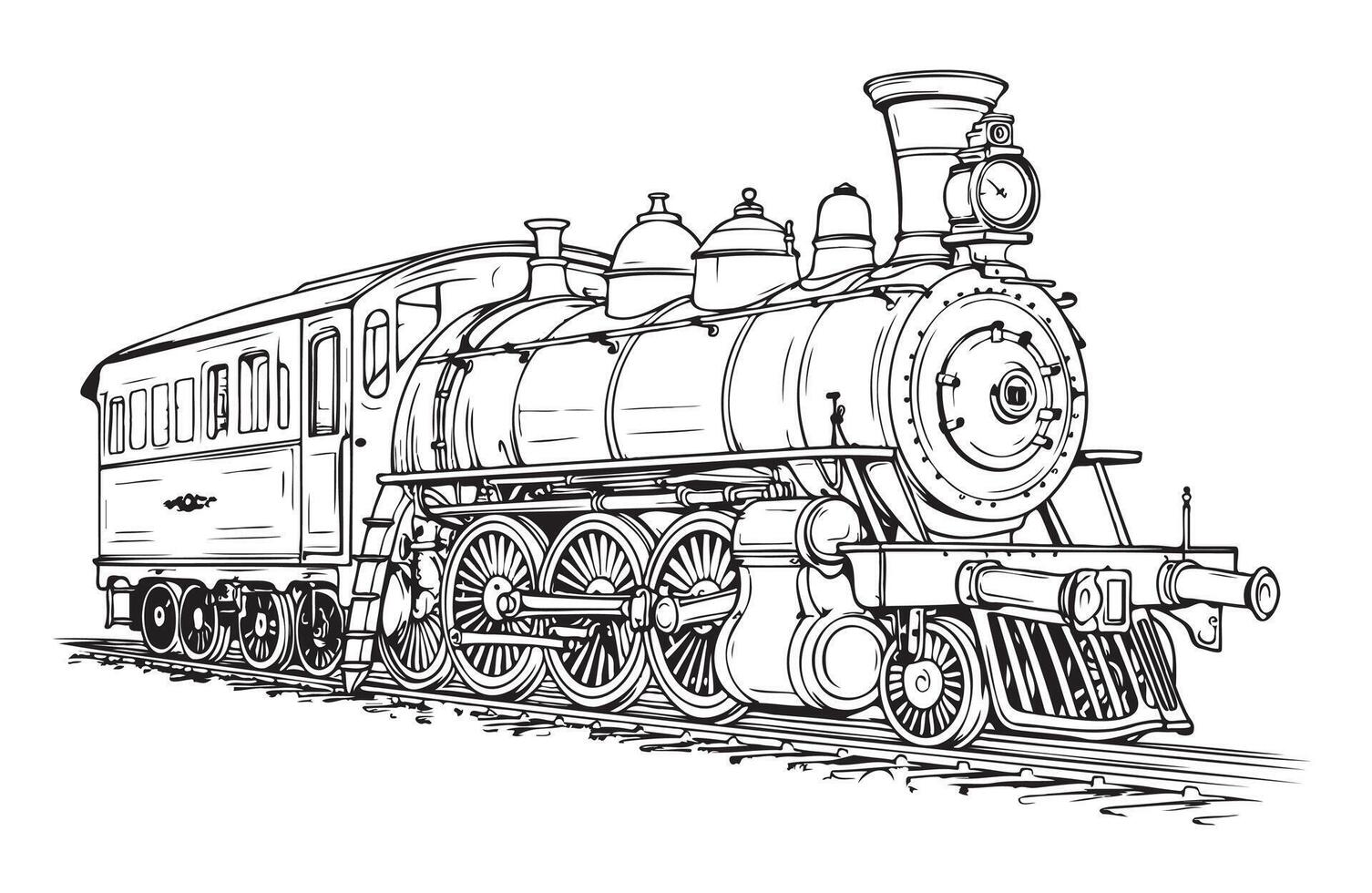 Steam locomotive old retro sketch hand drawn side view. 46893829 Vector Art at Vecteezy