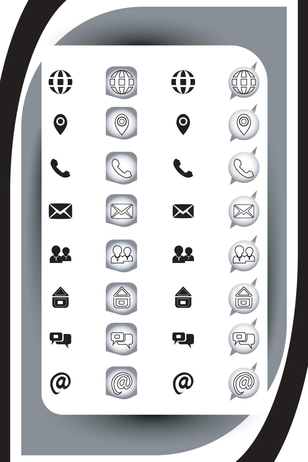 Contact related icon set, Essential Flat Stroke Circular Web Icon Set ...