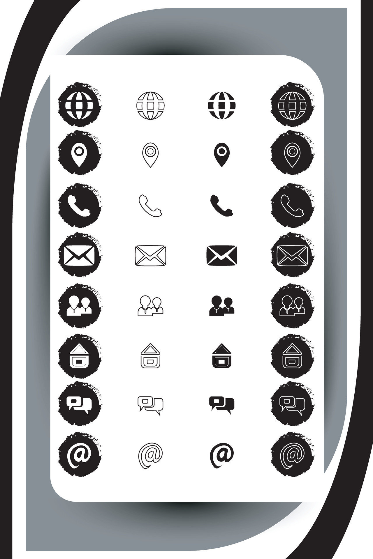 Contact related icon set, Essential Flat Stroke Circular Web Icon Set ...