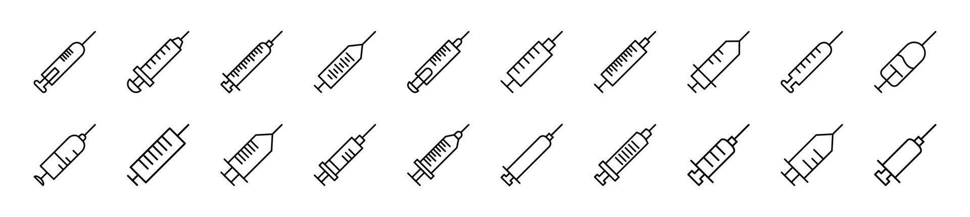 Linear Icons Collection Of Syringe Editable Stroke Simple Linear