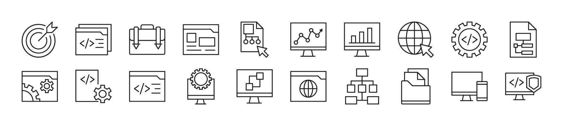 programación línea íconos recopilación. editable ataque. sencillo ...