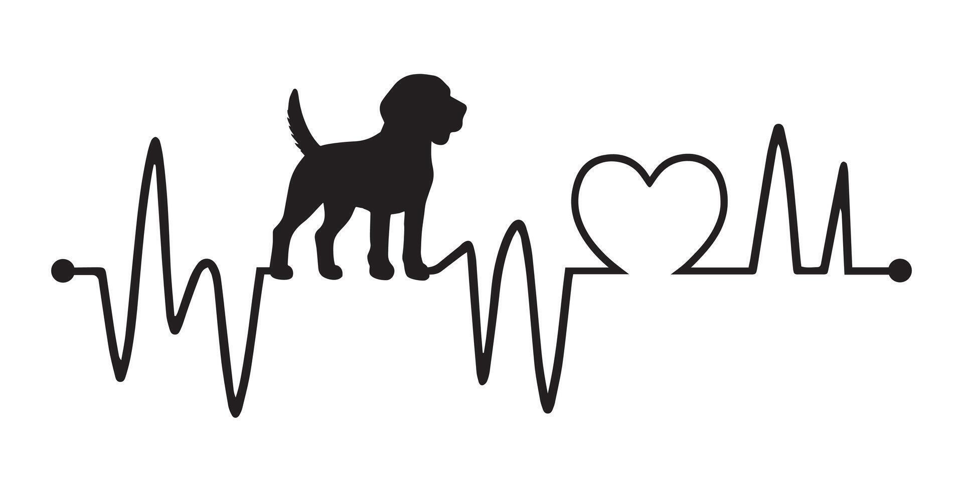Heartbeat pulse line with Beagle dog silhouette - Dog and Cardiogram ...
