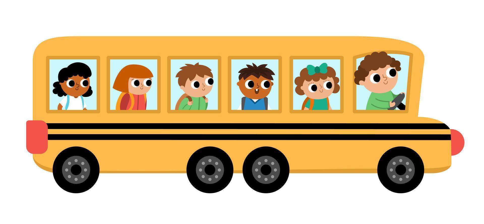 long school bus with driver and passengers. Back to school educational ... long school bus with driver and passengers. Back to school educational ...