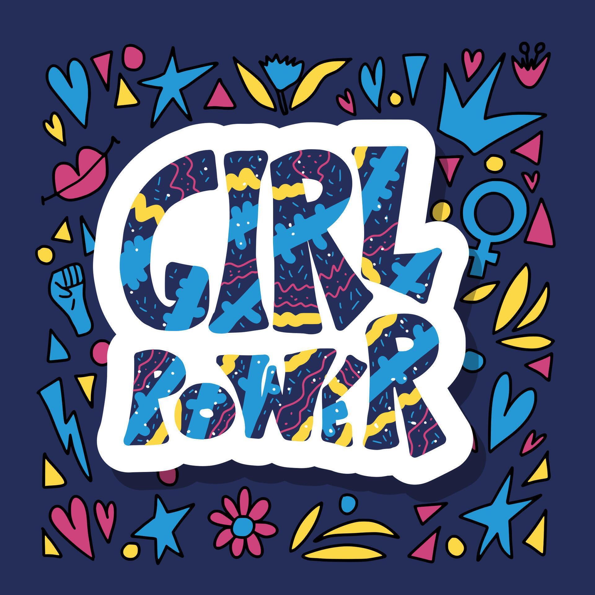 Girl Power Poster Concept Text With Decor 46904284 Vector Art At Vecteezy