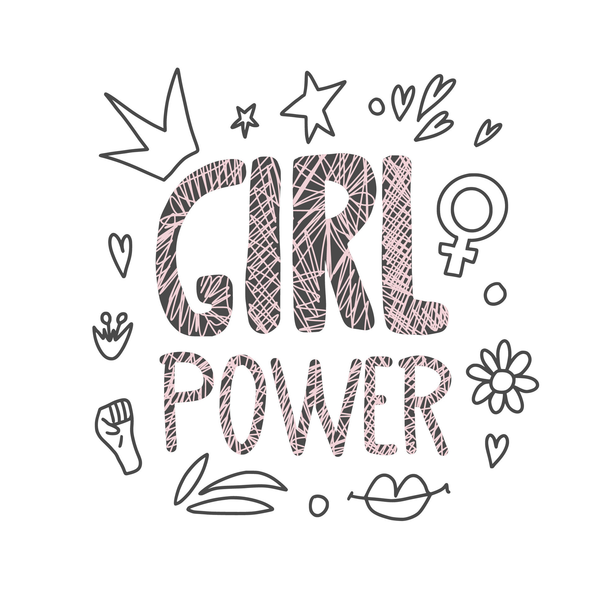 Girl Power Poster Concept Text With Decor 46904293 Vector Art At Vecteezy