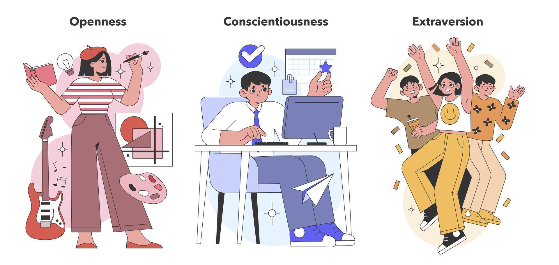 Big Five Personality Traits visualization. . Flat illustration 46909538 ... Big Five Personality Traits visualization. . Flat illustration 46909538 ...