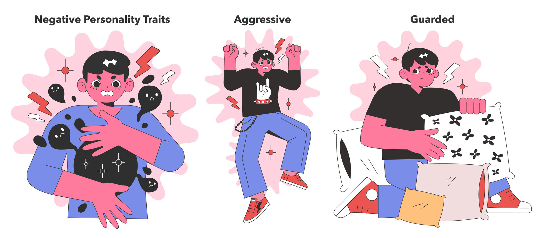Negative Personality Traits trio. Flat illustration 46909563 Vector Art ... Negative Personality Traits trio. Flat illustration 46909563 Vector Art ...