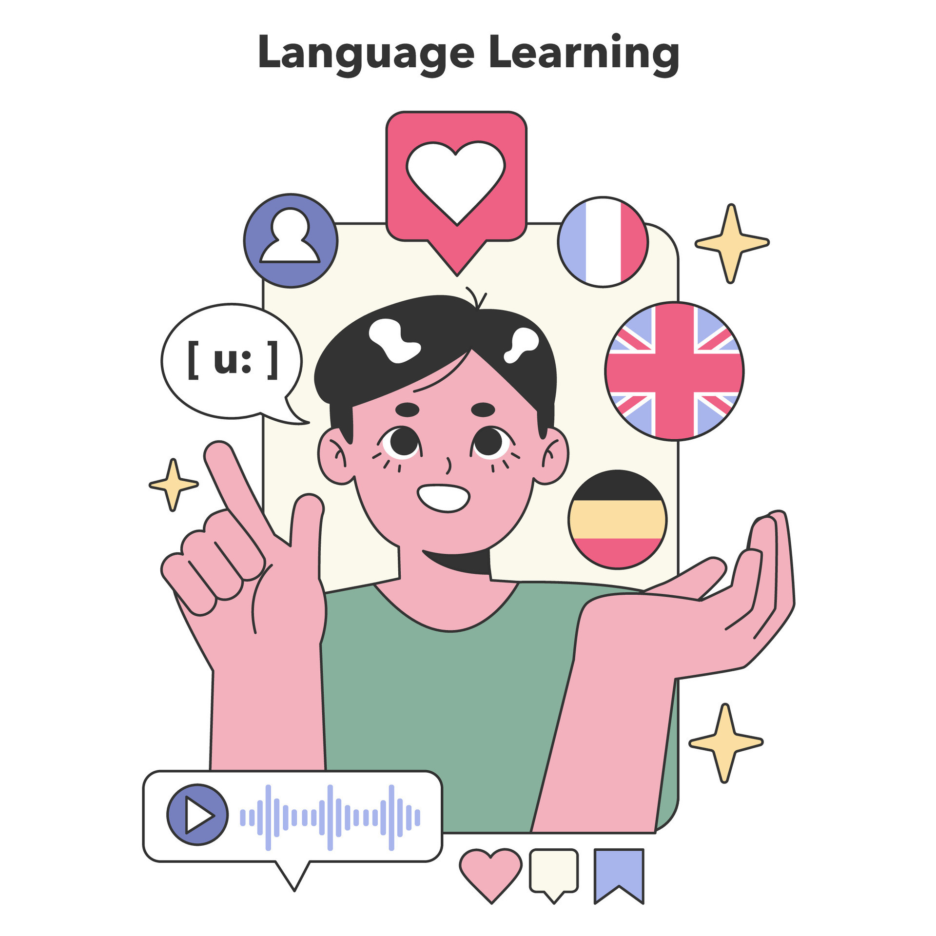 Language Learning concept. Flat illustration 46909579 Vector Art at ...