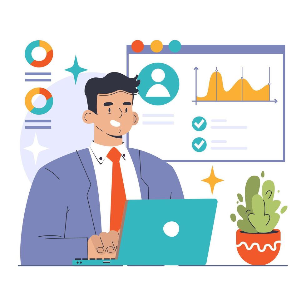 Crm Mastery Flat Illustration 46910182 Vector Art At Vecteezy